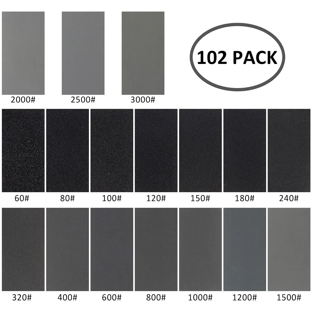 102pc våt tørr sandpapir 60 to 3000 grit sortiment... – Grandado