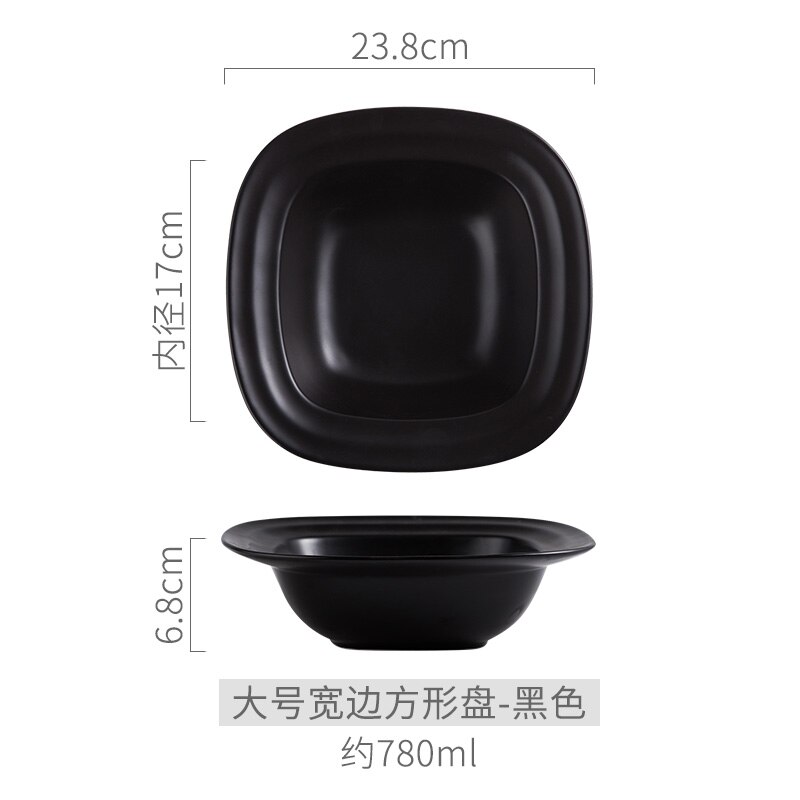Soup Plate Household Square Pasta Plate Straw Hat ... – Grandado