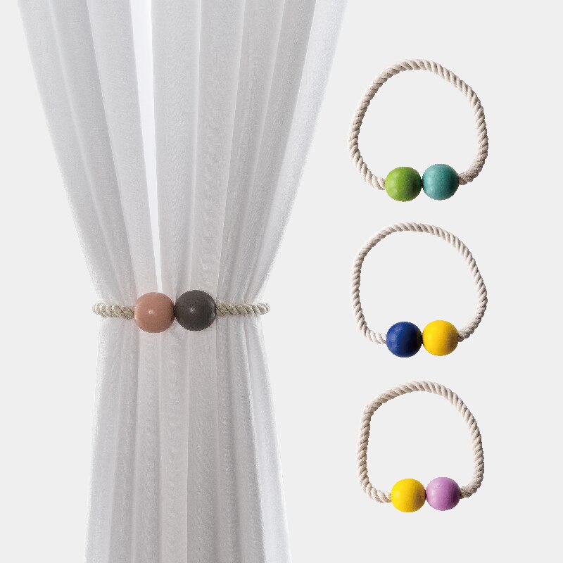 Wooden Ball Curtain Bandage One-Pair Package Magne... – Vicedeal