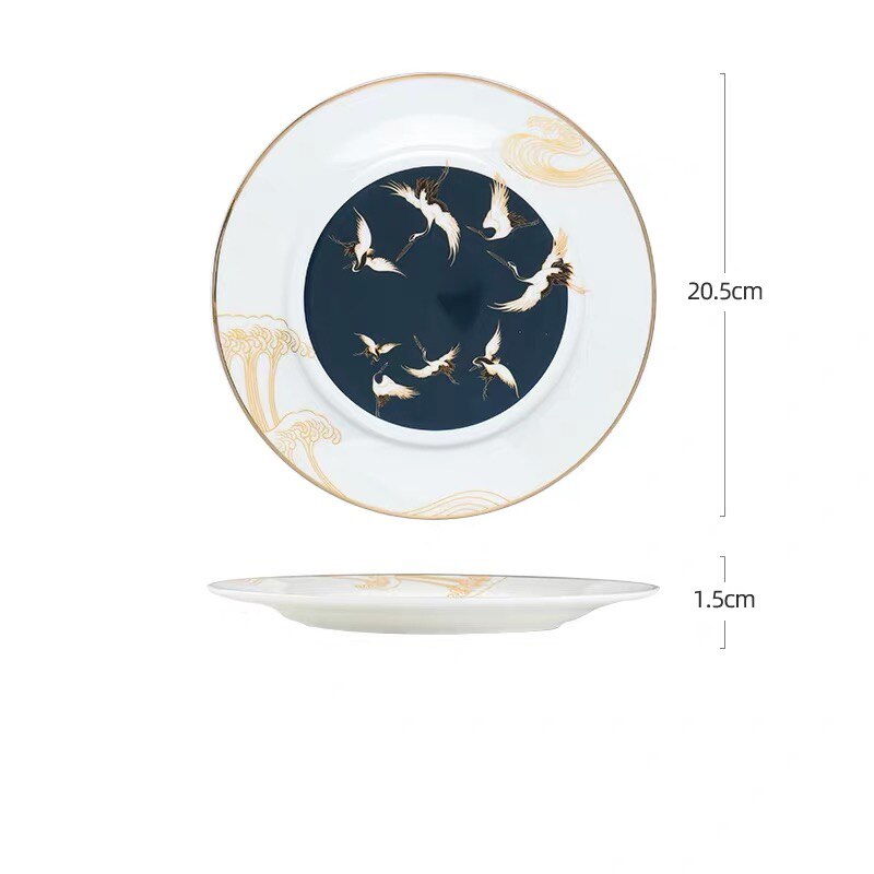Ceramic Phnom Penh Hand-painted Crane Dinner Plate... – Grandado
