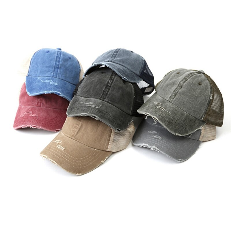 Baseball Caps Mesh Cotton Ponytail Hat Headwear Sp... – Grandado