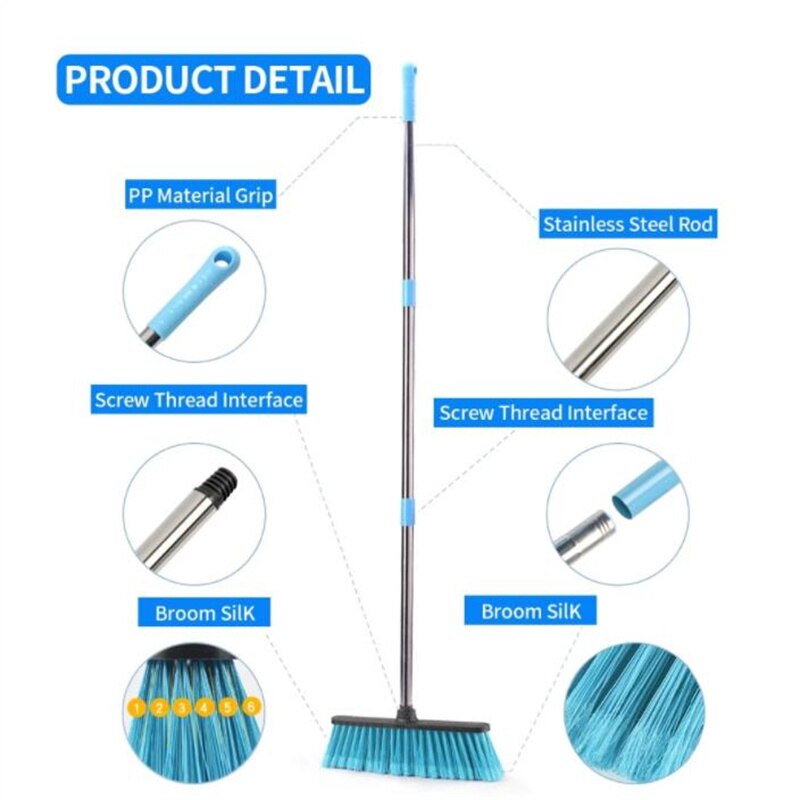 Floor Cleaning Broom With Adjustable Long Handle P... – Grandado