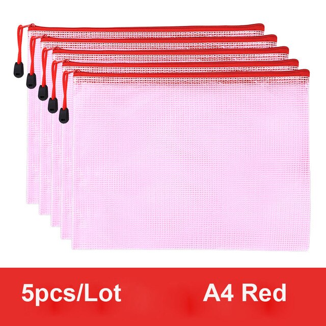 5Pcs Transparent A4 Size Mesh Zipper Plastic Folde... – Vicedeal