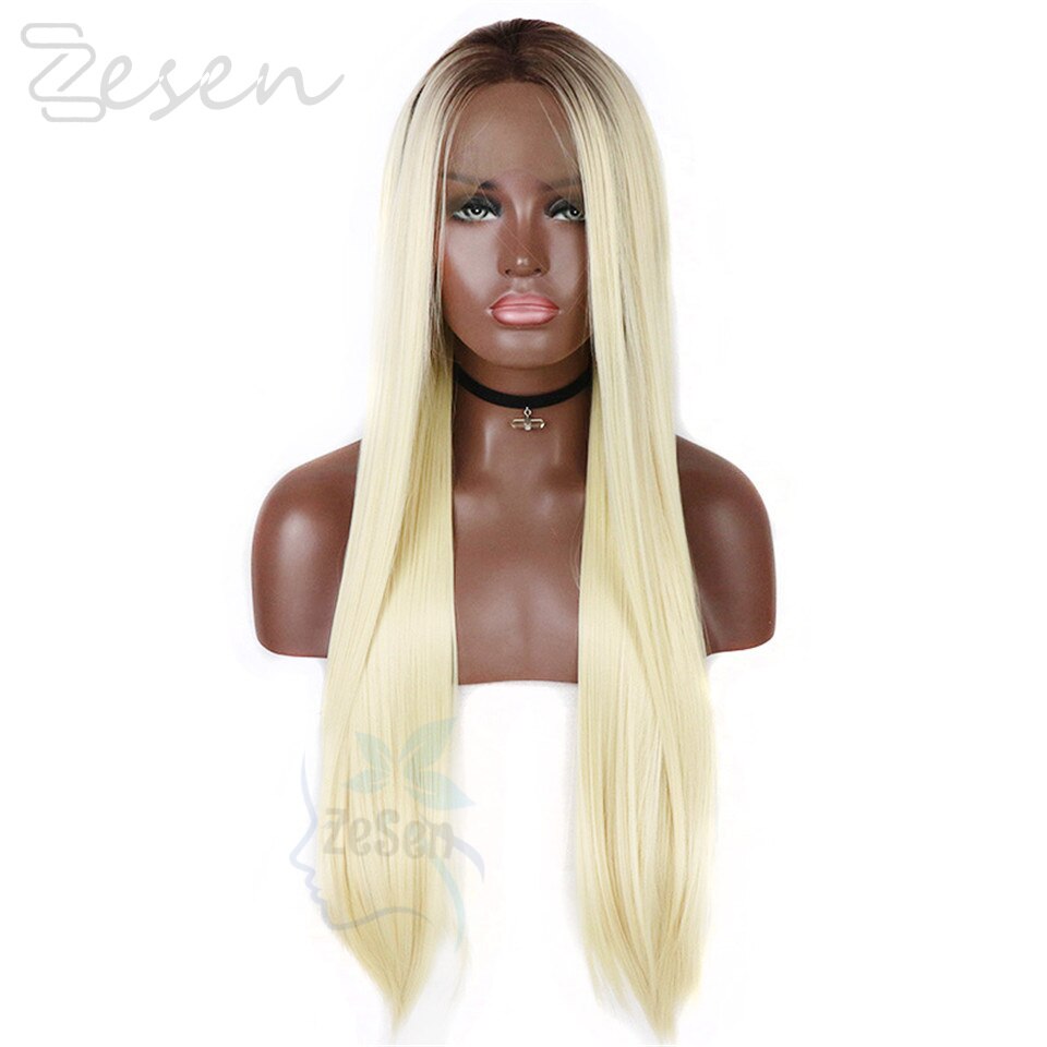 Zesen Lange Rechte Middelste Deel Ombre Blond Brui... – Grandado