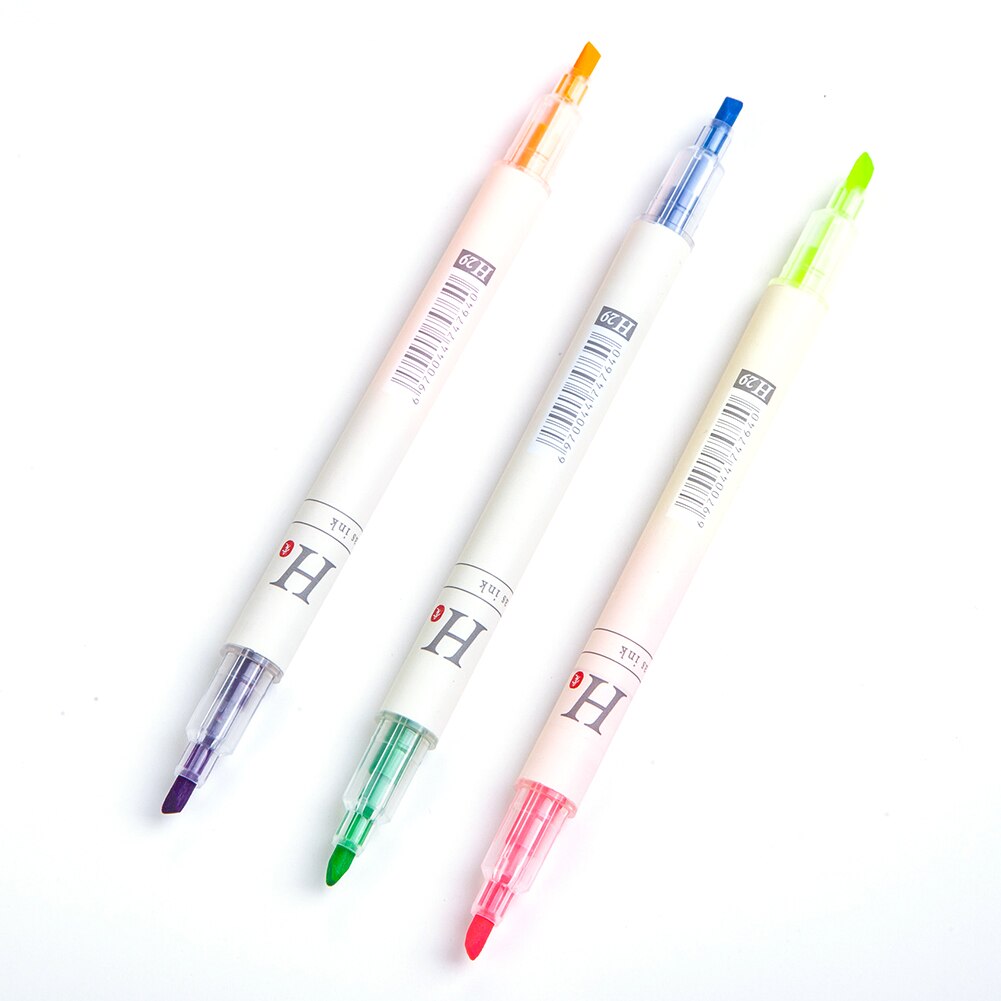 6 color double-head highlighter transparent studen... – Vicedeal