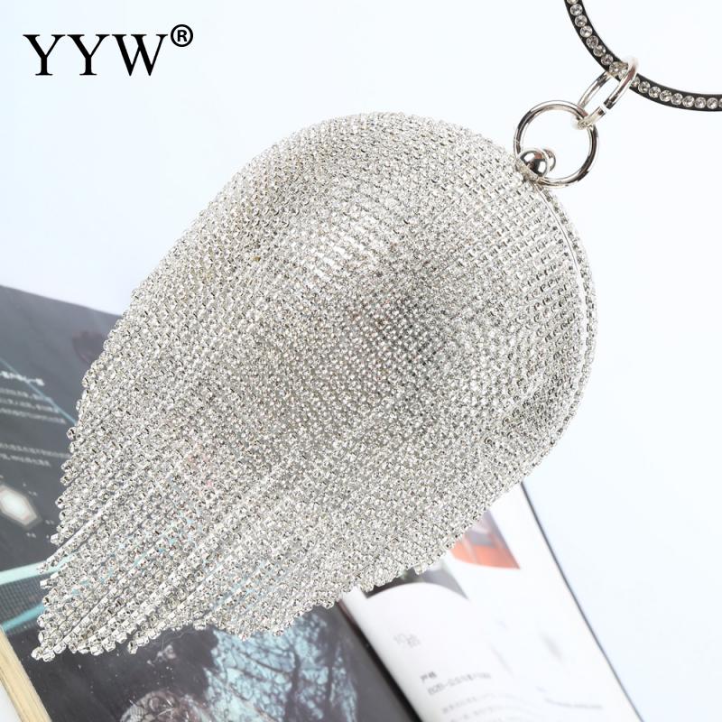 Sliver ball bag clutch Mini Tassels Clutch Diamond... – Grandado