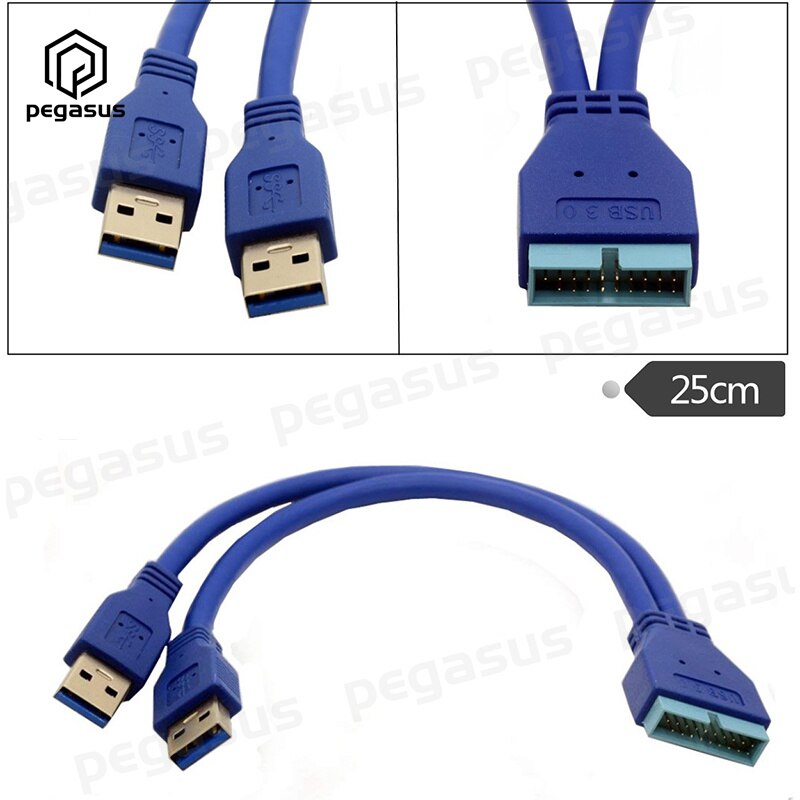 2 Port USB 3.0 Type A Male to 20 Pin Header Male A... – Grandado