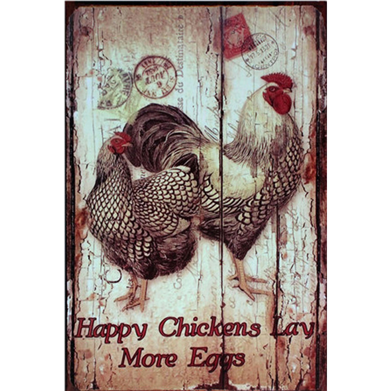 Chicken Plaque Sign Vintage Metal Tin Signs Wall P... – Grandado