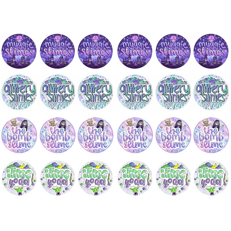 24pcs/set Watercolor Slime Sticker Topper Round 36... – Grandado