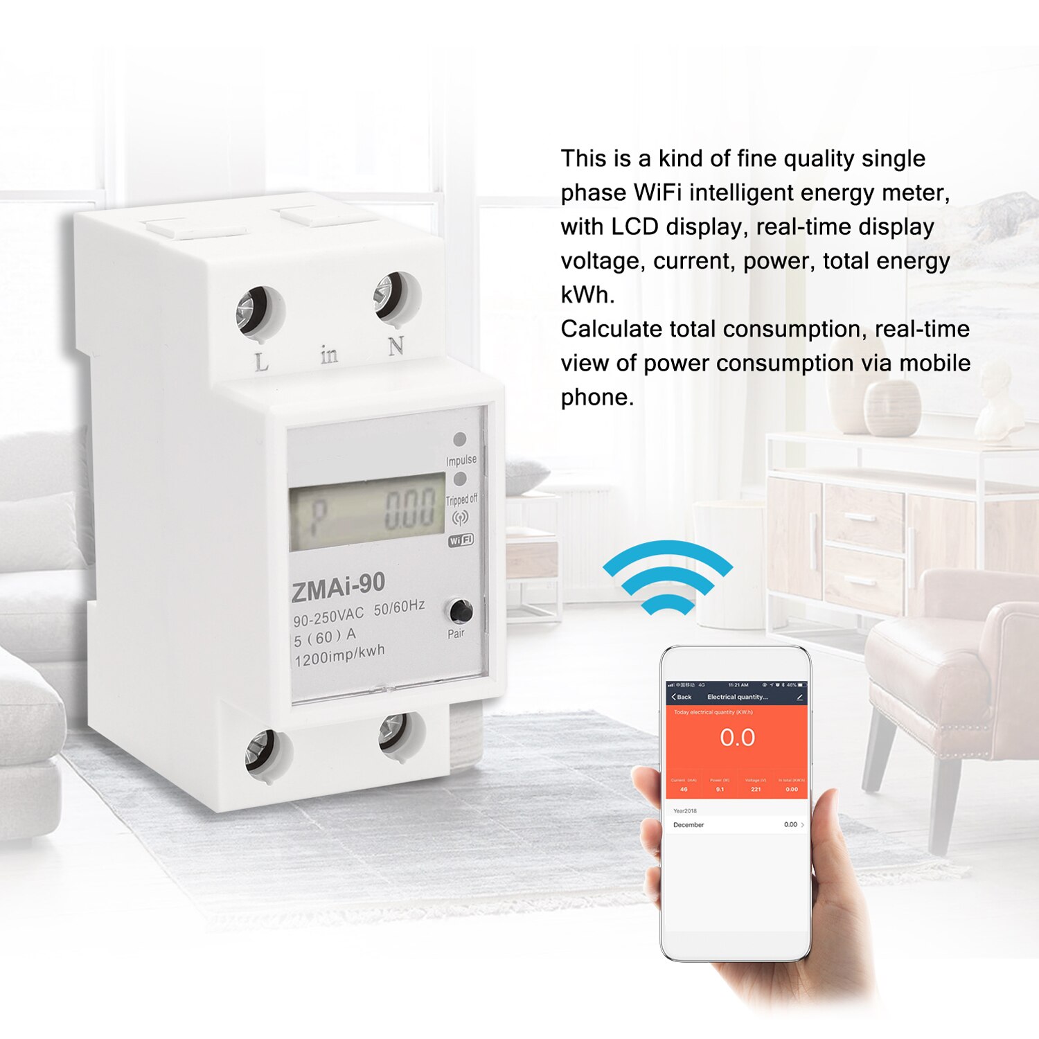 Wifi Intelligent Energy Meter Single Phase Din Rai... – Grandado