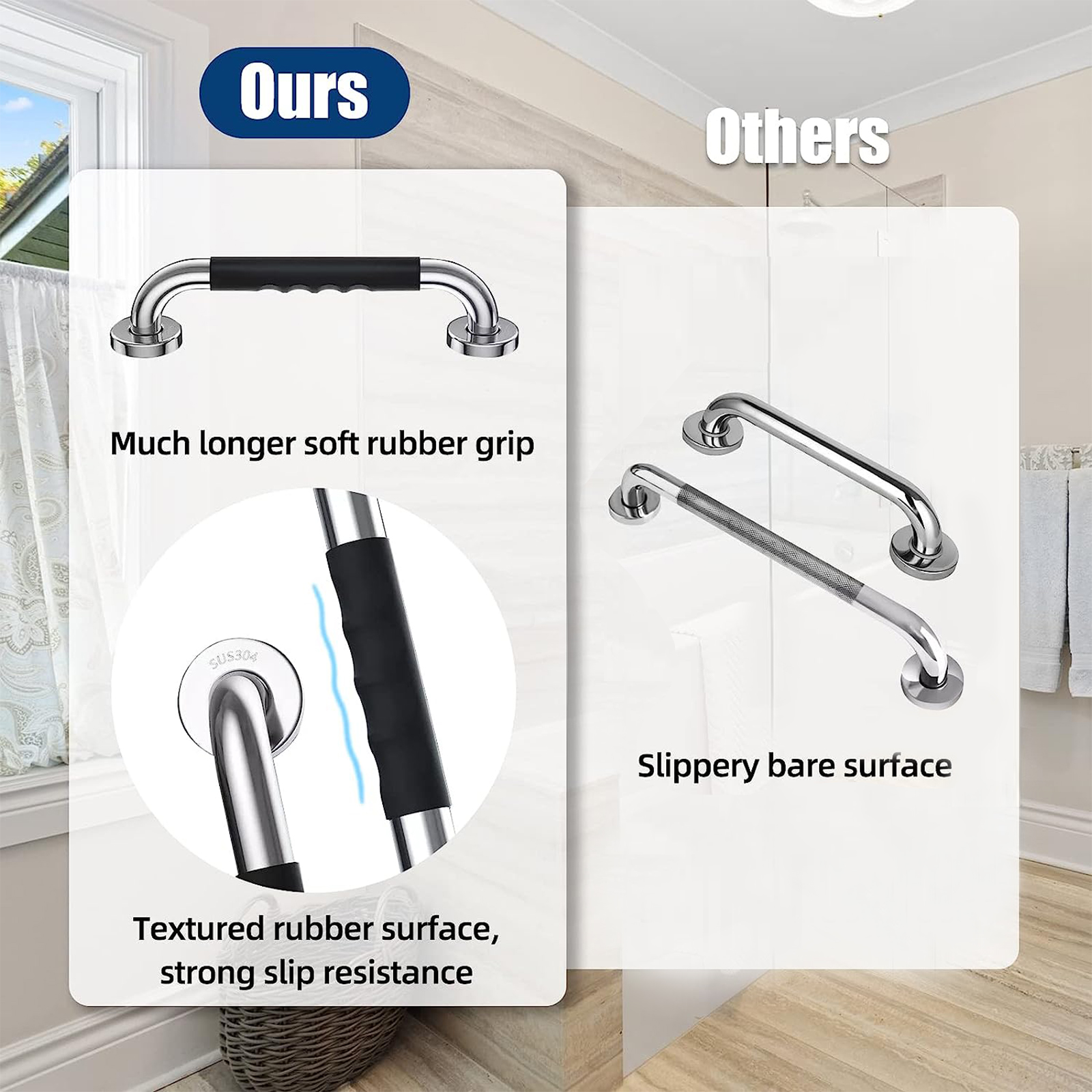 1 Set Shower Grab Bar Home Bathroom Balance Bar Sh... – Grandado
