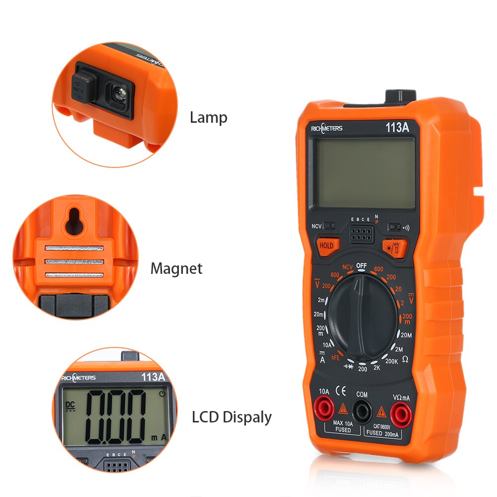 RM113A NCV Digital Multimeter 2000 Counts HFE AC/D... – Vicedeal