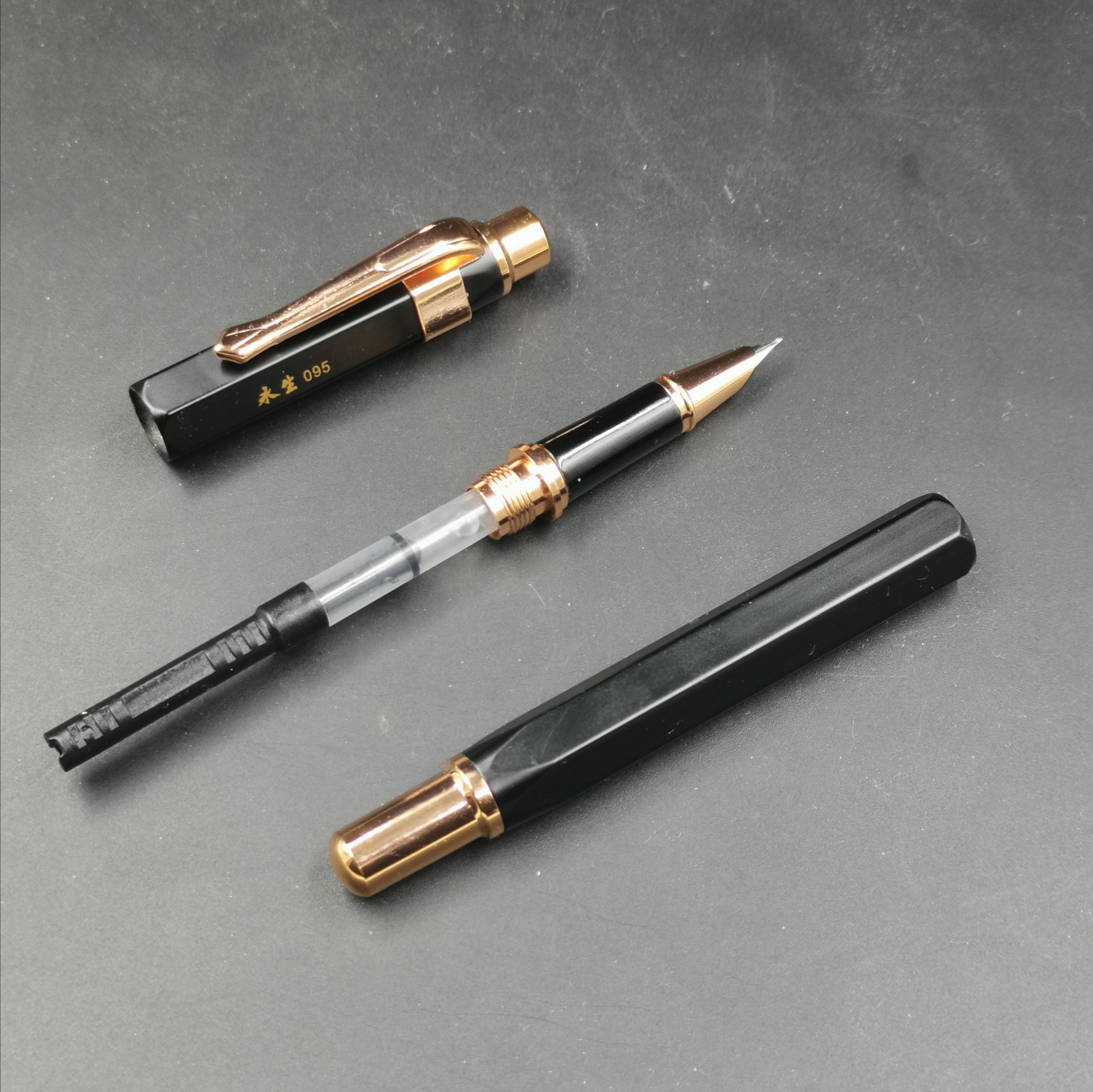 St Penpps 095 Fountain Pen Hexagon Black Metal Ink... – Grandado