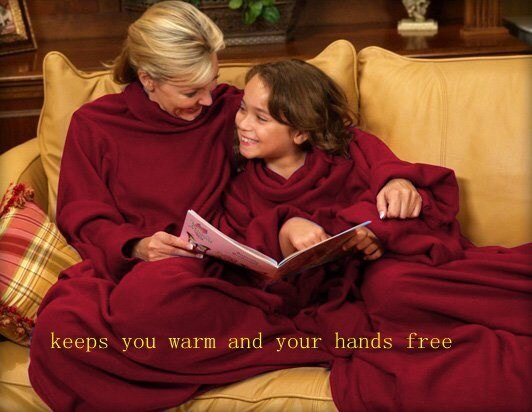 Warm Snuggie Fleece Blanket with Sleeve Throws on ... – Grandado