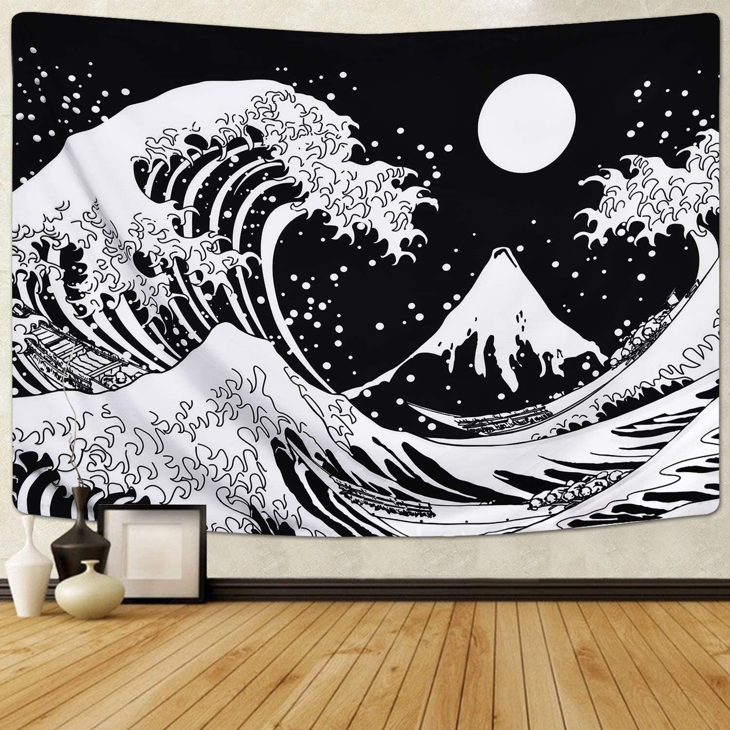 Large-size 90x70 Inch Japanese Ocean Wave Tapestry... – Grandado