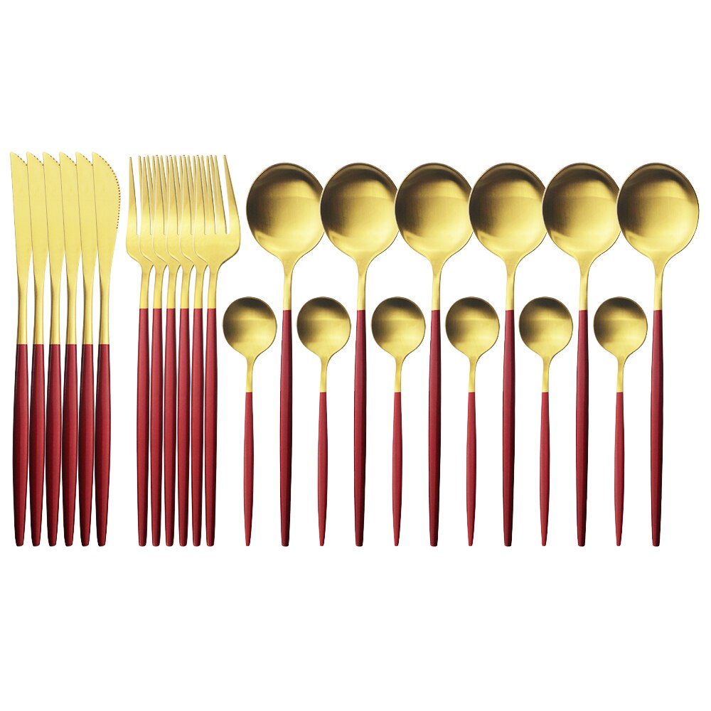 6 People Colorful Cutlery Set Knife Fork Spoon Din... – Grandado