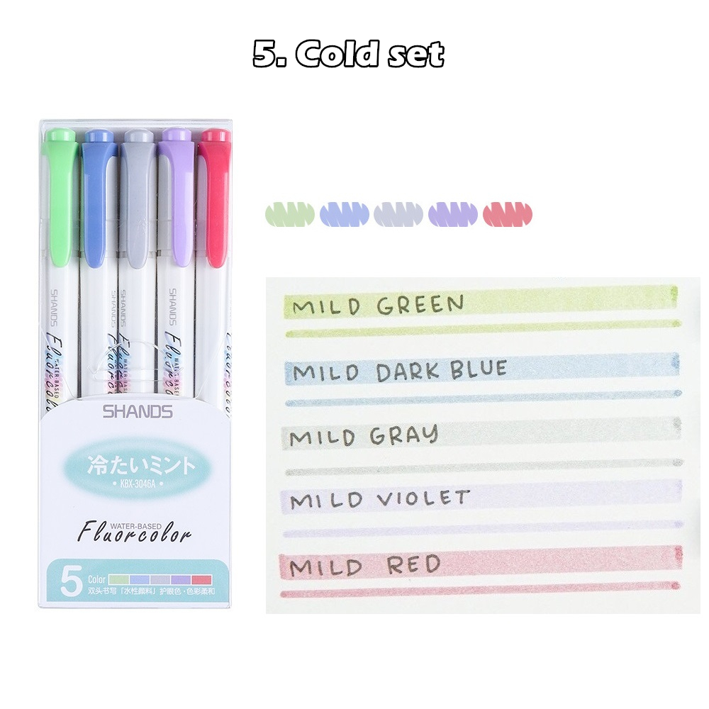 5pcs Mild Color Highlighter Pen Set Dual Side Bold... – Vicedeal