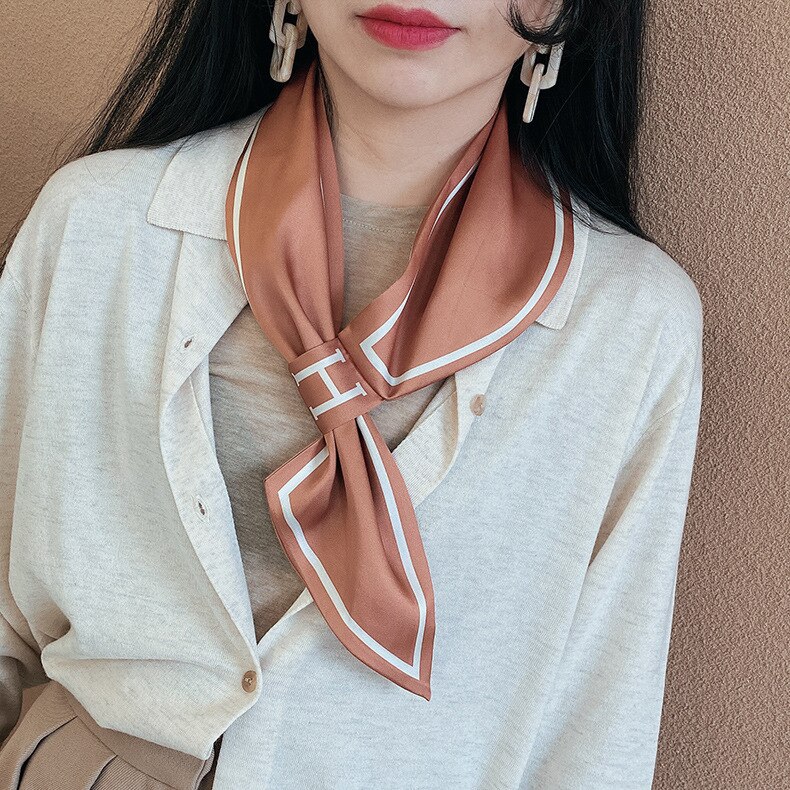 Small Vintage Skinny immitation silk Collar Scarf ... – Vicedeal