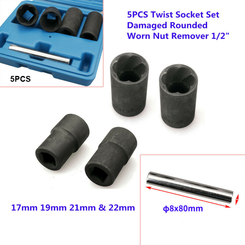 5pc Deep Socket Set 4 Damaged Worn Lug Nut And Loc... – Grandado