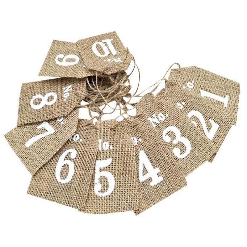 1-10 Numbers Table Number Burlap Card Wedding Part... – Grandado
