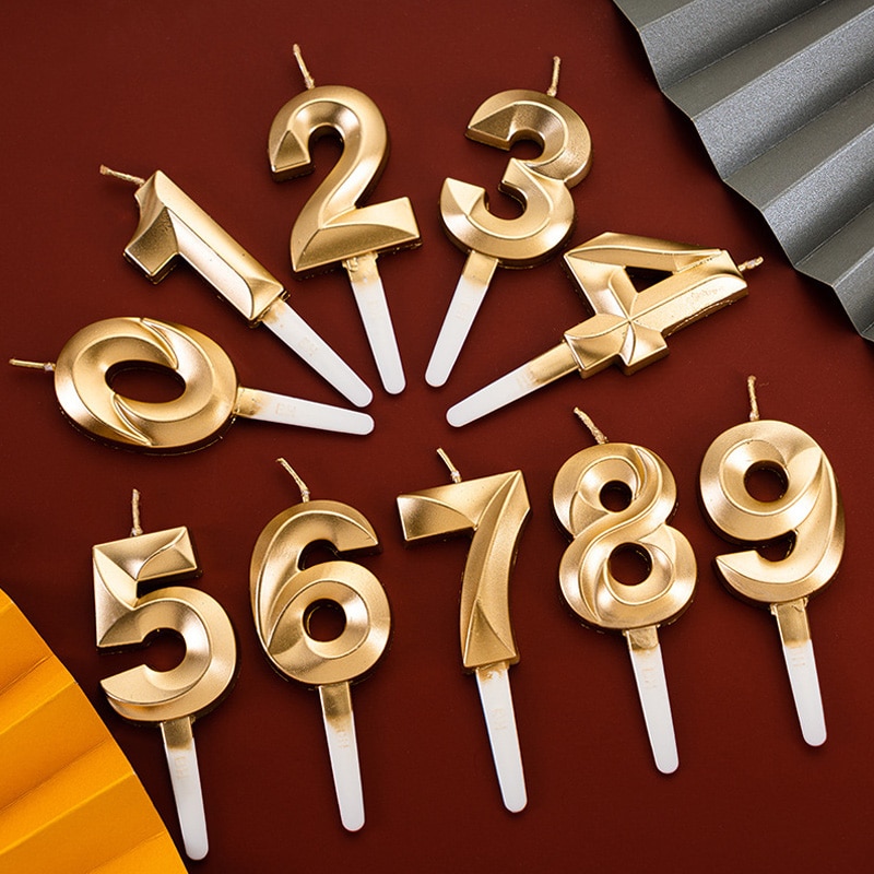 Number Birthday Candle 1 2 3 4 5 6 7 8 9 0 Gold Ki... – Grandado