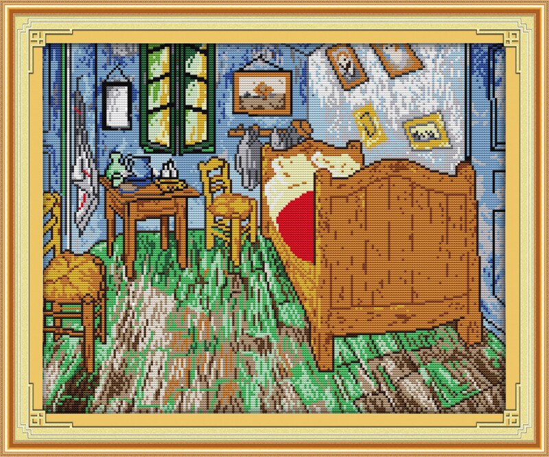 Van Gogh's bedroom cross stitch kit landscape 18ct... – Grandado