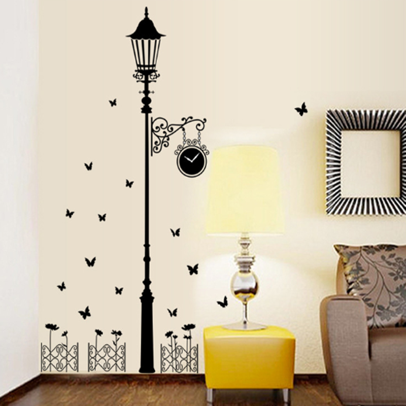 Street Lamp butterfly Wall Stickers Living Room Be... – Grandado