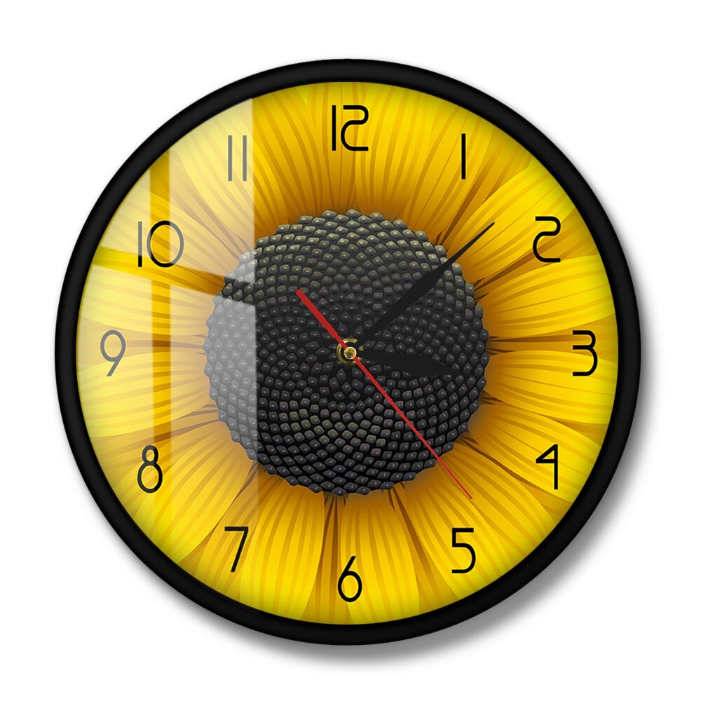 Beaufitul Fresh Sunflower Modern Wall Clock Botani... – Grandado