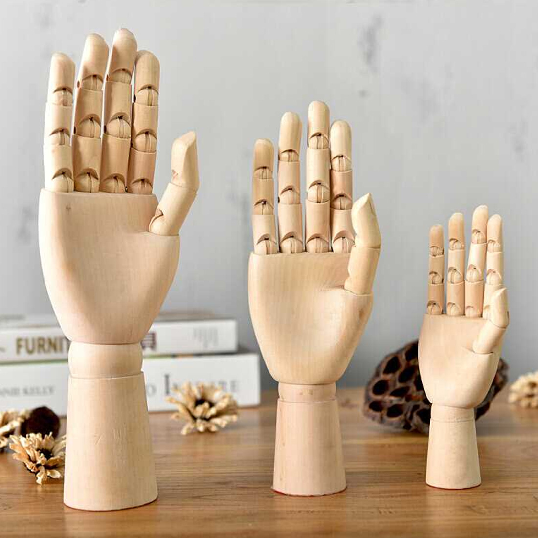 12/10/7 Inches Tall Wooden Hand Drawing Sketch Man... – Vicedeal