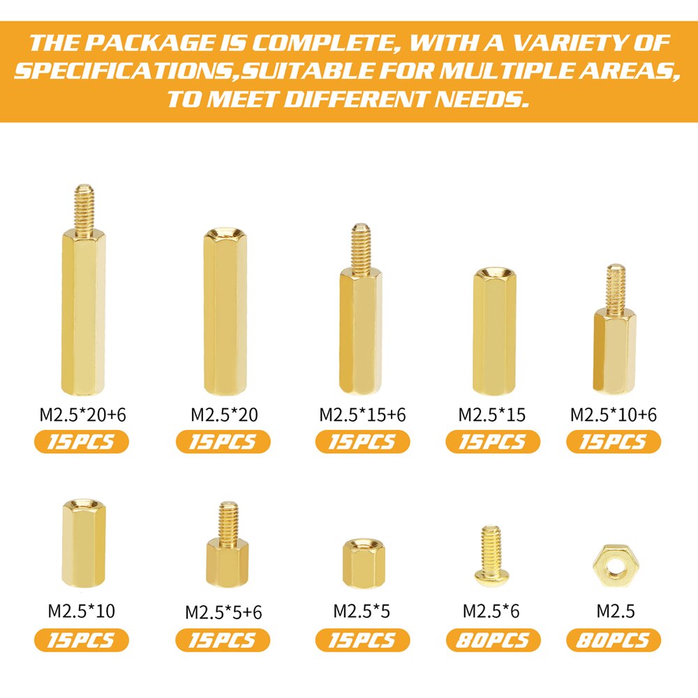 350/280Pcs Messing Bouten Standoff Glod M2 M2.5 Dr... – Vicedeal
