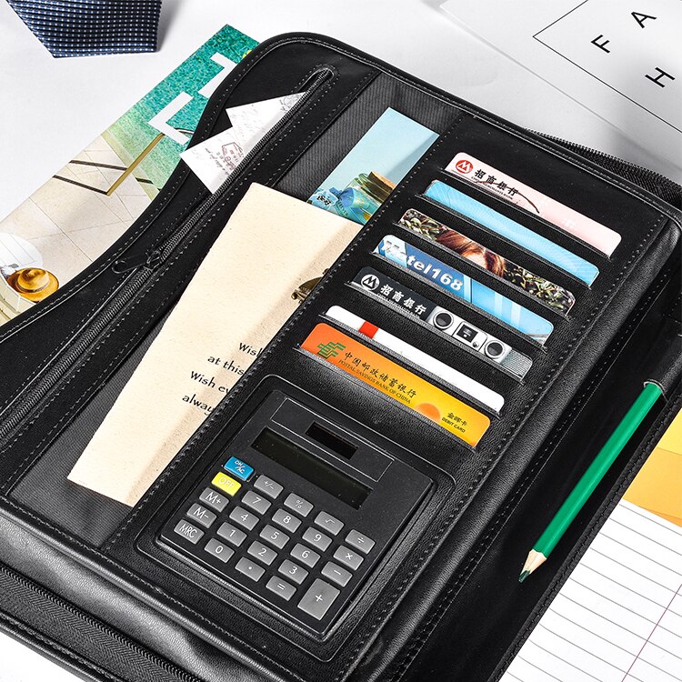Lederen map A4 Padfolio multifunctionele schrijven... – Vicedeal