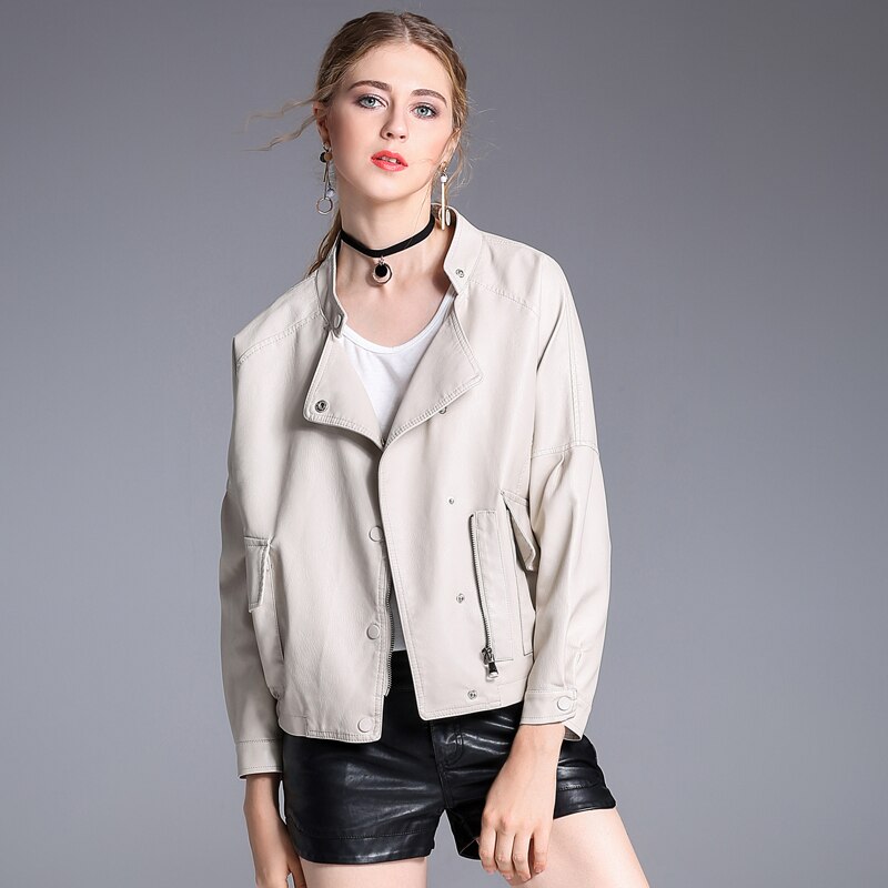 Punk Short Pu Leather Jacket Women Slim Zipper Fau... – Grandado