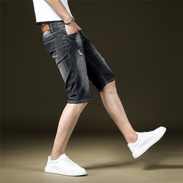 Summer Cowboy Ripped Destroyed Denim Shorts Male J... – Grandado