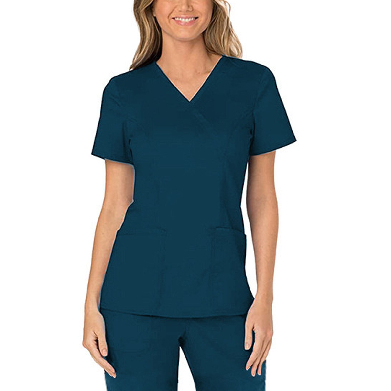 V-neck Tops Working Uniform Pocket Blouse Nurse Un... – Grandado