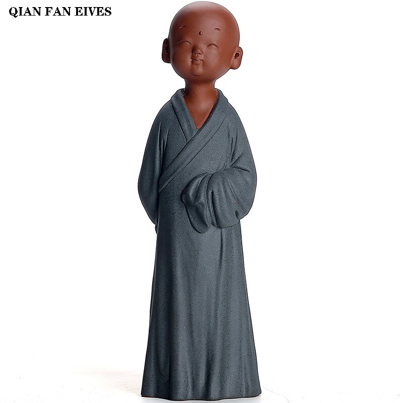 Modern art ceramic little monk statue Purple Clay ... – Grandado
