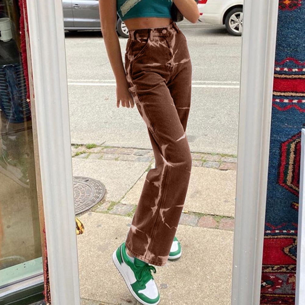 Calofe Tie Dye Print Y2k Baggy Jeans Joggers Vrouw... – Vicedeal