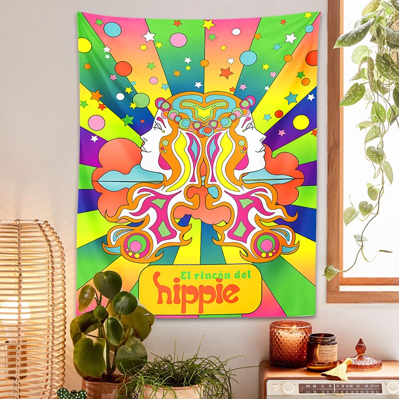 Retro Hippie Tapestry 70s 60s Decor Vintage Trippy... – Grandado