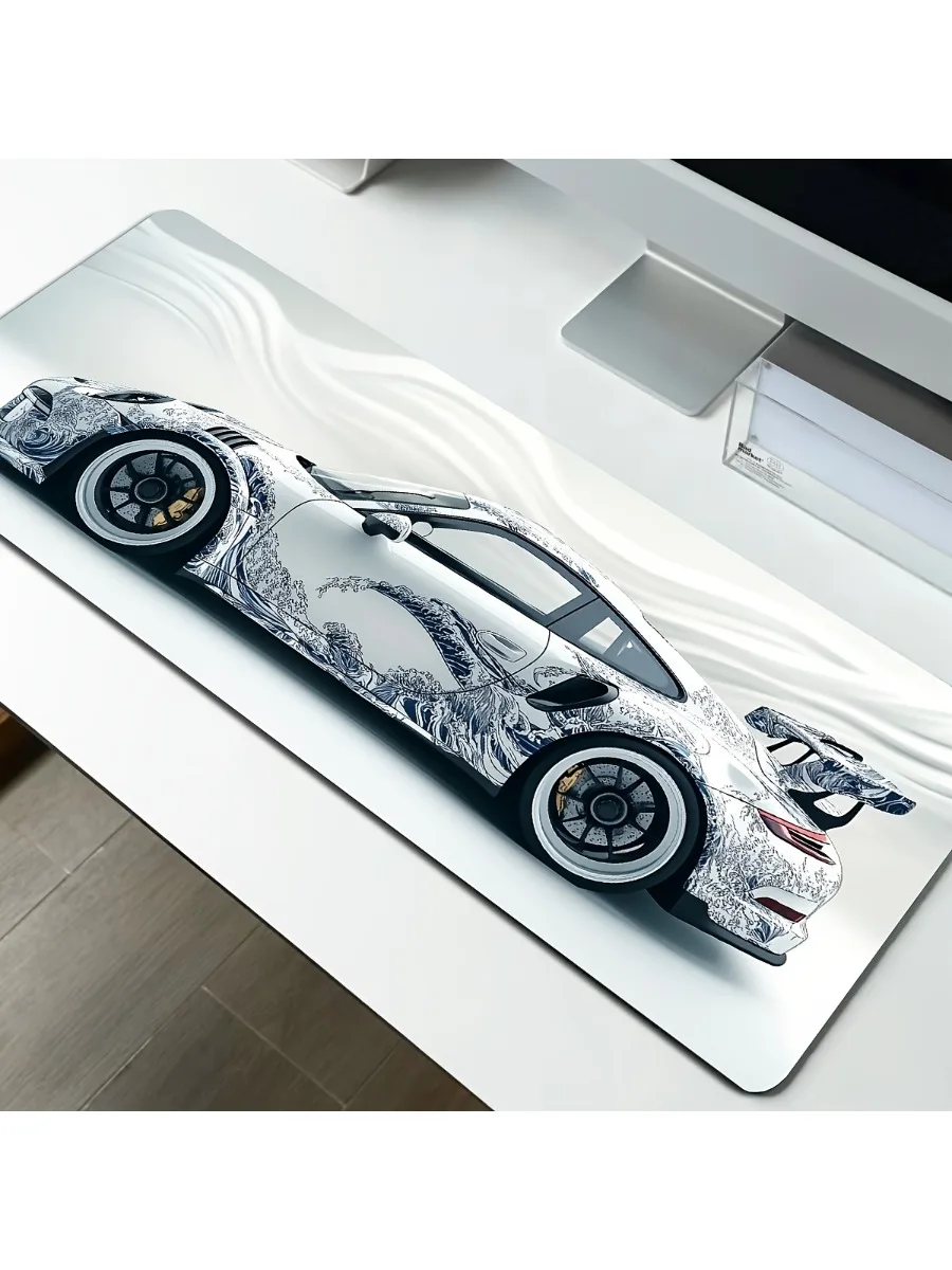 Large White E-Sports Car Mouse Pad Anti-Slip Rubbe... – Grandado