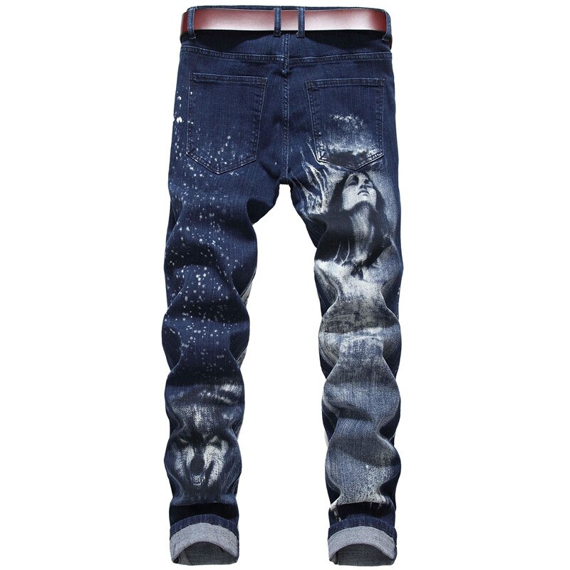 Idopy Men`s Printed Jeans Stretchy Cool Night Club... – Vicedeal