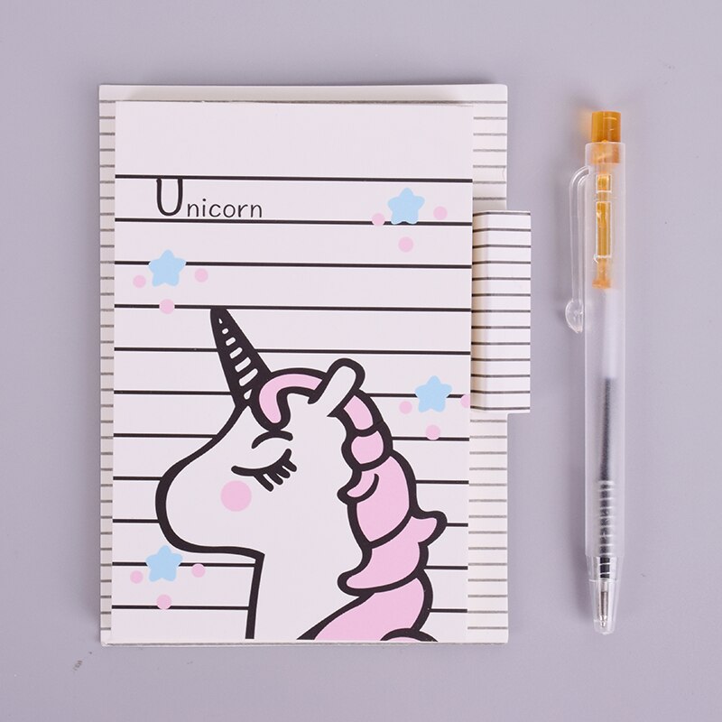 cartoon unicorn + pen notebook mini portable week ... – Grandado