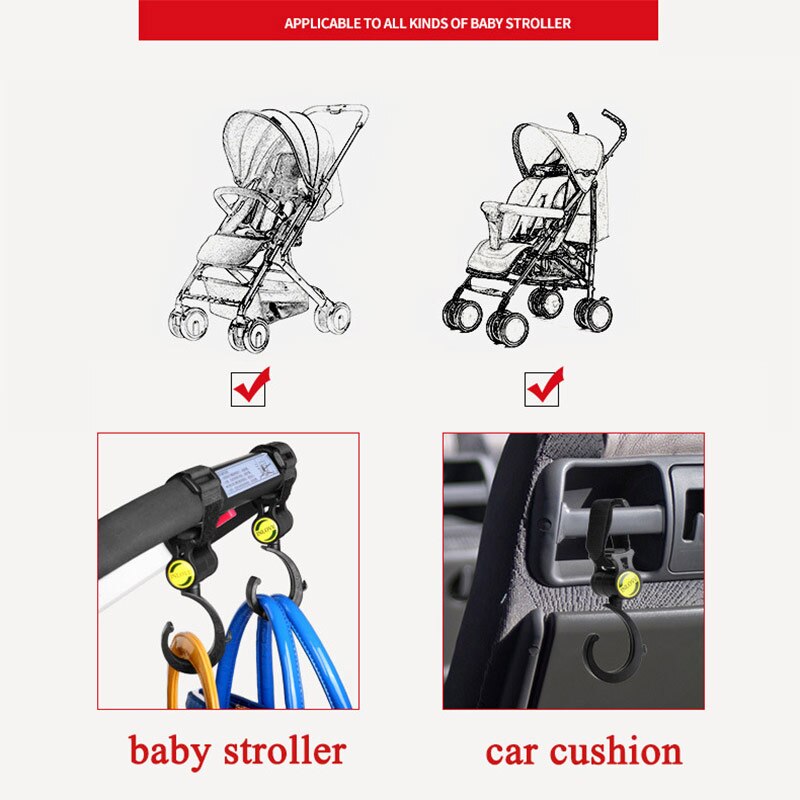 Super Bearing Stroller Hook 2pc/set ABS 360 degree... – Grandado