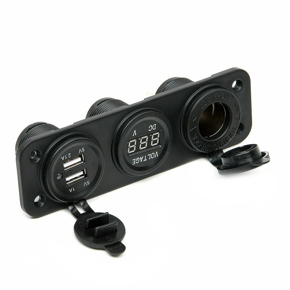 12V Dual USB Charger Socket & LED Voltmeter 3 Hole... – Grandado