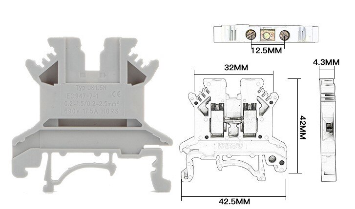 1pcs Uk1.5/2.5 /3/5/6/10 square wire voltage termi... – Grandado