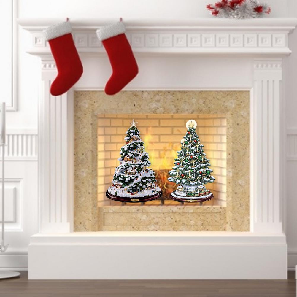 3D Christmas Tree Window Stickers Village Houses W... – Grandado