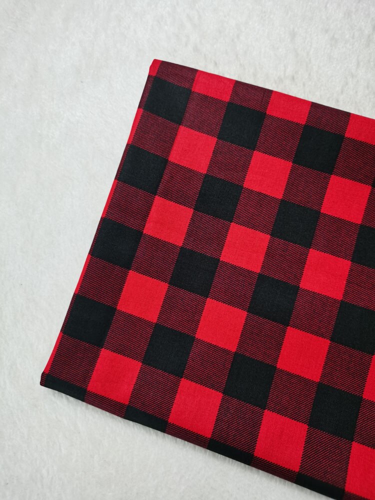 50x105cm Classic Black & Red Square Printed Cotton... – Grandado