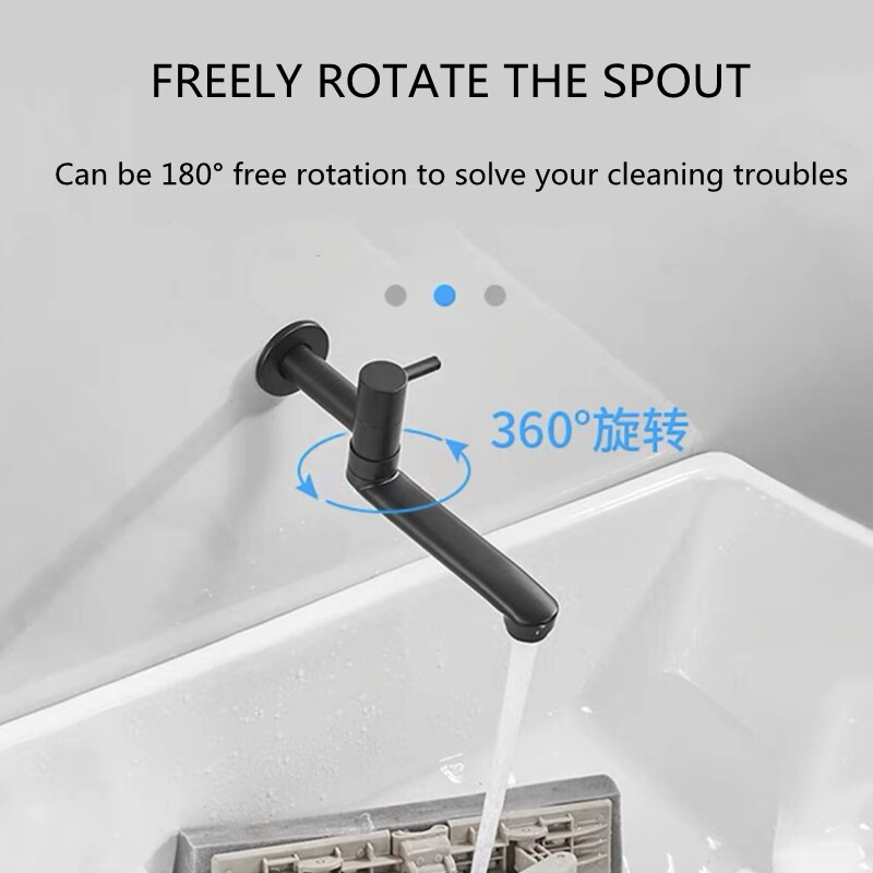 Mop Slot Tap Black Brass Single Hole Hidden Wall M... – Vicedeal