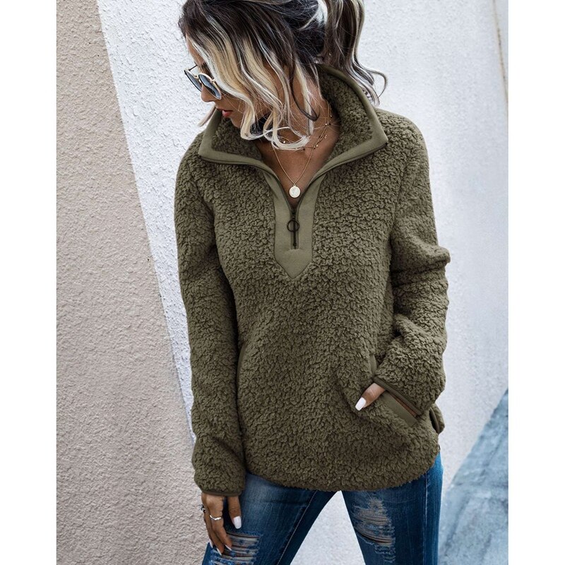 2 Pcs Women Sherpa Sweater Teddy Fleece Pullover H... – Grandado