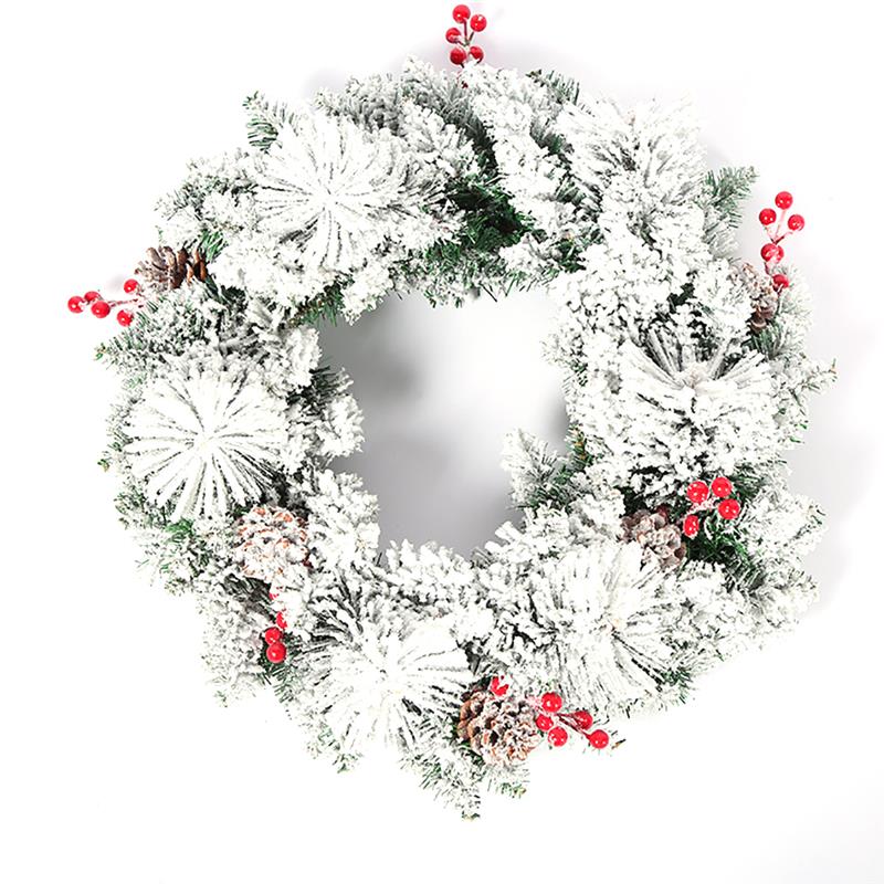 Christmas Wreath Snow Frost Artificial Hanging Dec... – Grandado