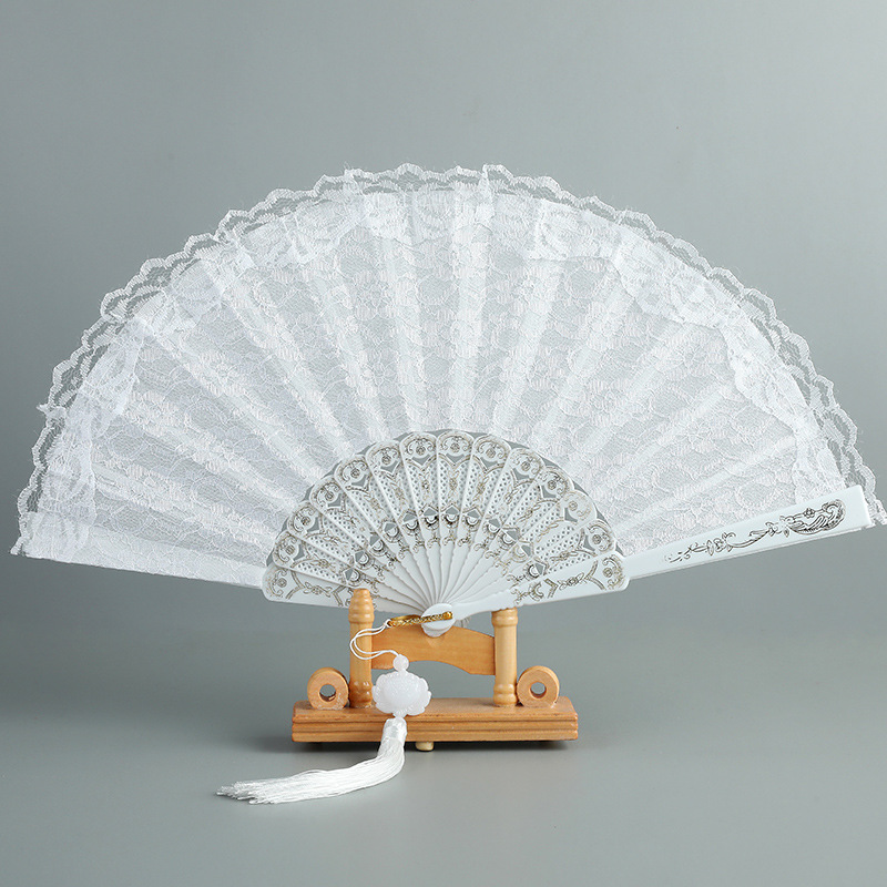 Luxury White Lace Folding Fan Double-layered Plast... – Vicedeal