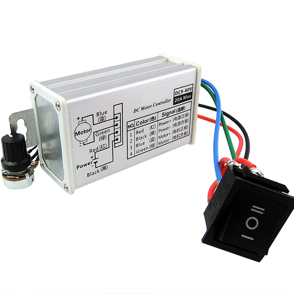 Controlador de velocidad del motor PWM, , 12V 24v36v48v 20A DC ...